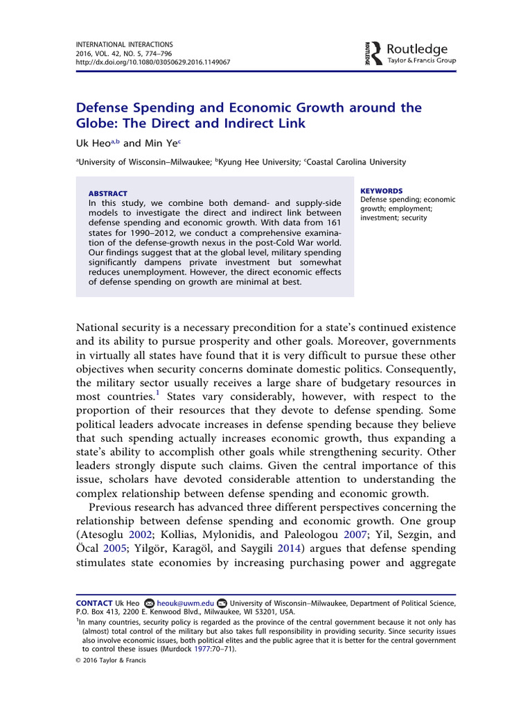 Defense Spending and Economic Growth Around The Globe | PDF