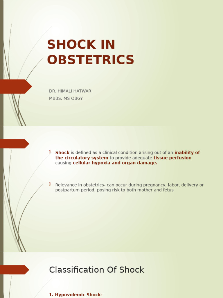 Shock in Obstetrics 2 | PDF
