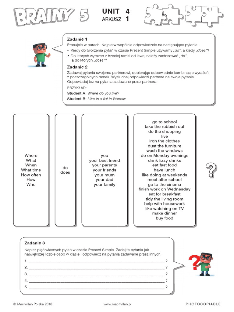 Brainy 5 Worksheet Unit 4 | PDF