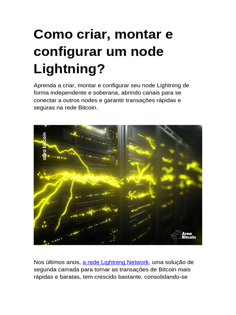 Como Criar, Montar e Configurar Um Node Lightning | PDF | Bitcoin | Rede de computadores