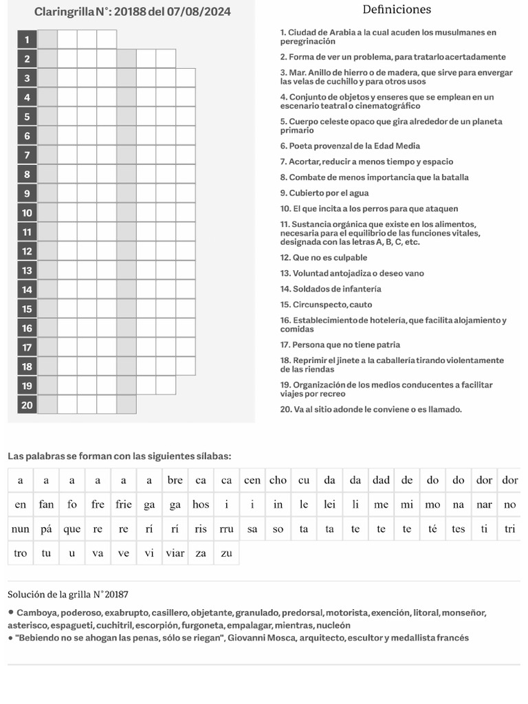 Claringrilla Nro 20188 | PDF