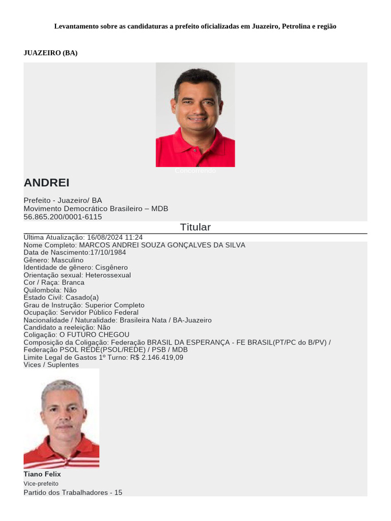 Levantamento Sobre As Candidaturas A Prefeito Oficializadas Na Região | PDF