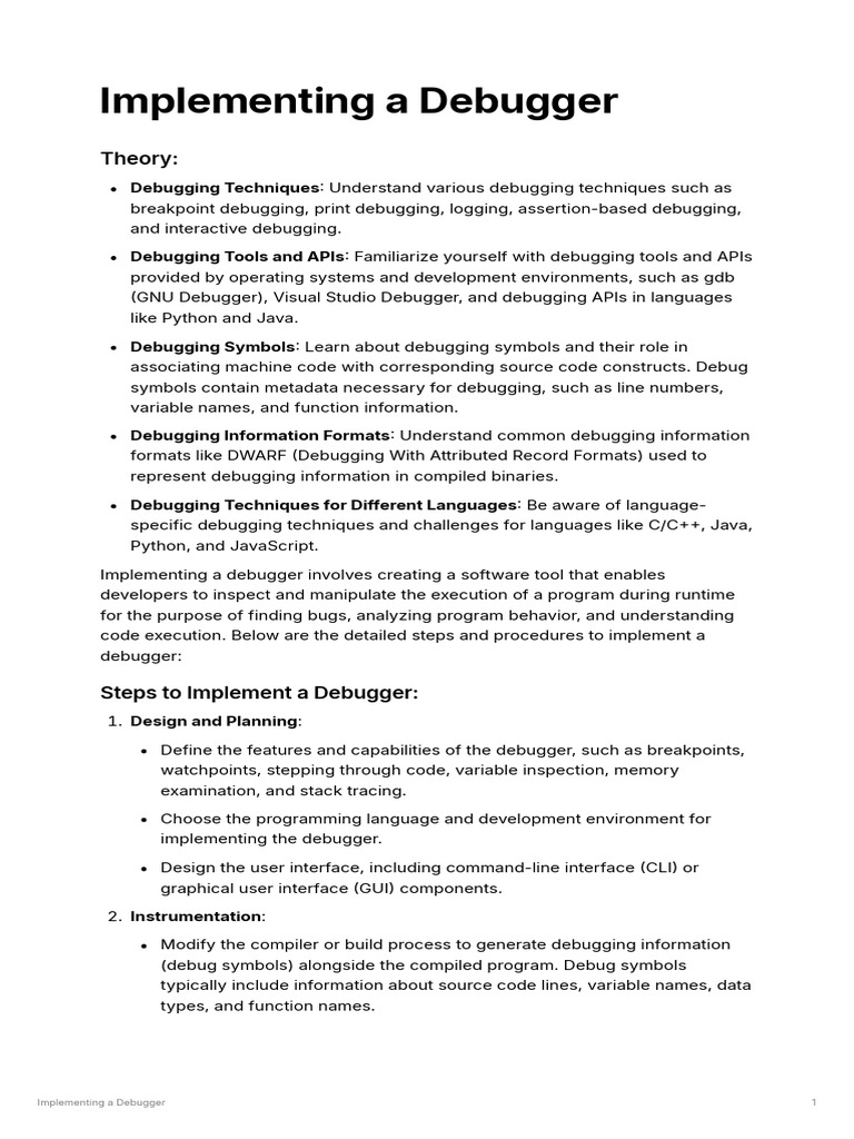 Implementing A Debugger | PDF
