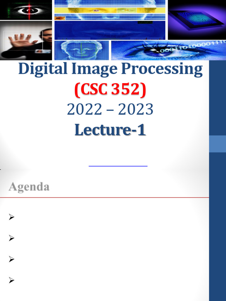 Lec 1 Image Processing | PDF | Computer Vision | Teaching Methods & Materials