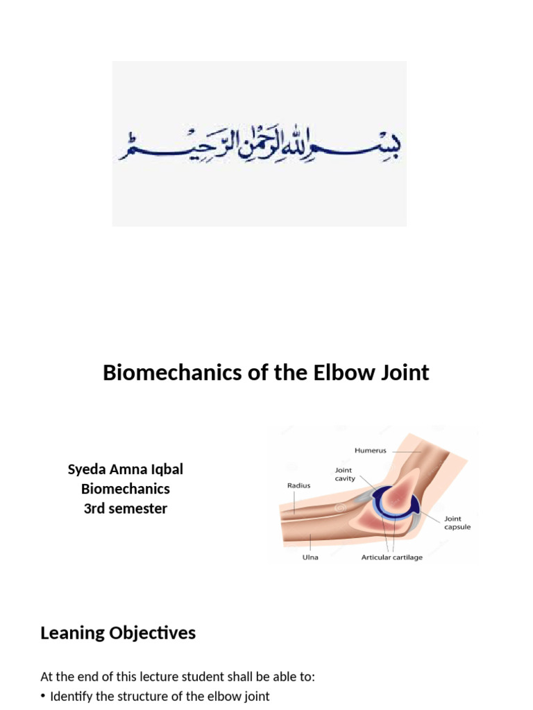 Biomechanics of The Elbow | PDF