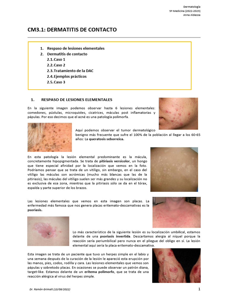 CM3.1 - Dermatitis de Contacto | PDF