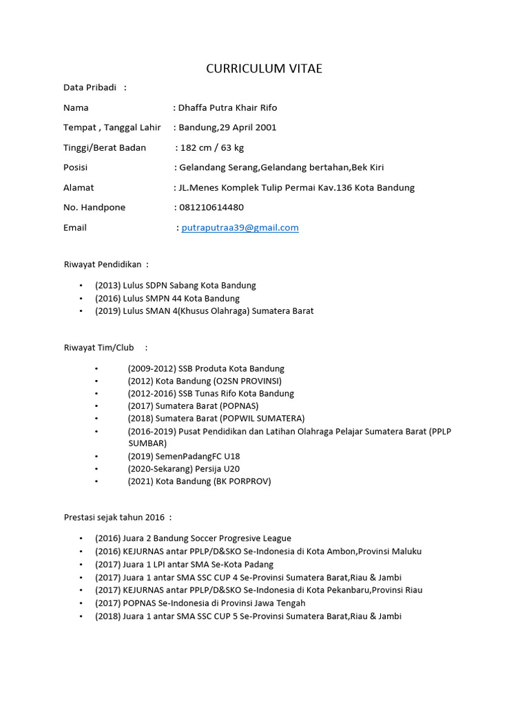 CV - Dhaffa Putra | PDF