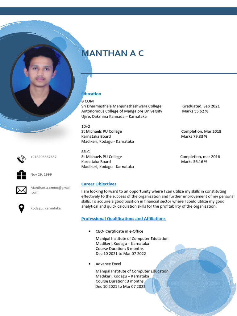 Manthan Resume 1999 | PDF