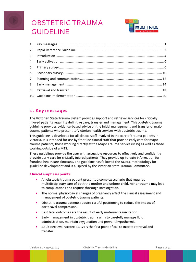 Obstetric Trauma Guideline - Ver 1.0 - 25092014 - Complete | PDF
