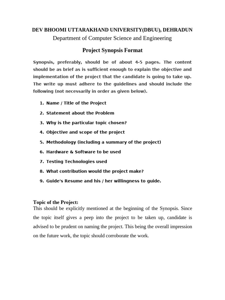 Project Synopsis | PDF