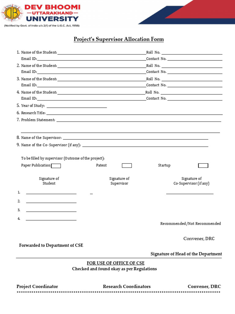 Project Guide Allocation Form | PDF