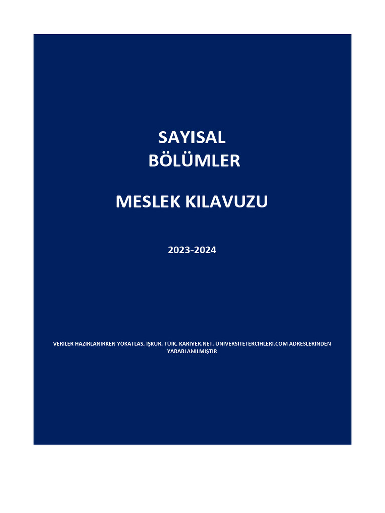 Sayisal Bã - Lã - M Meslekler Kilavuzu | PDF