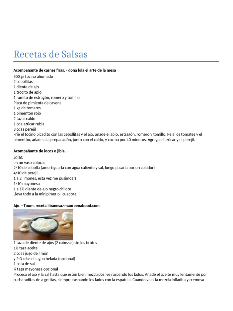 Recetas de Salsas | PDF