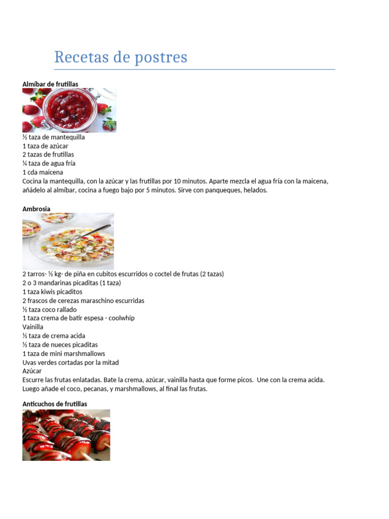 Recetas de Postres | PDF