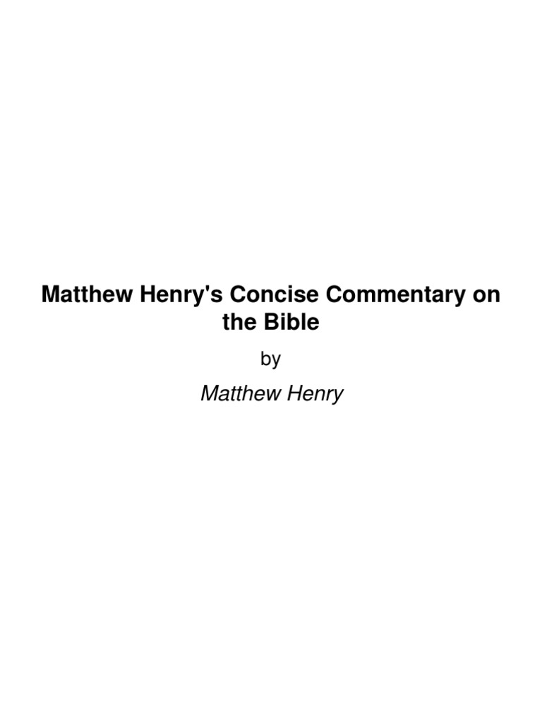 Matthew Henry Concise Bible Commentary | PDF
