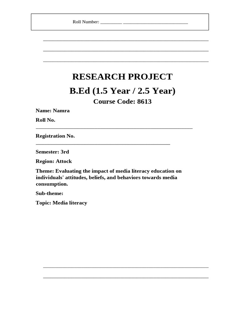 Research Project of Namra On Media Literacy. 1 | PDF | Survey ...