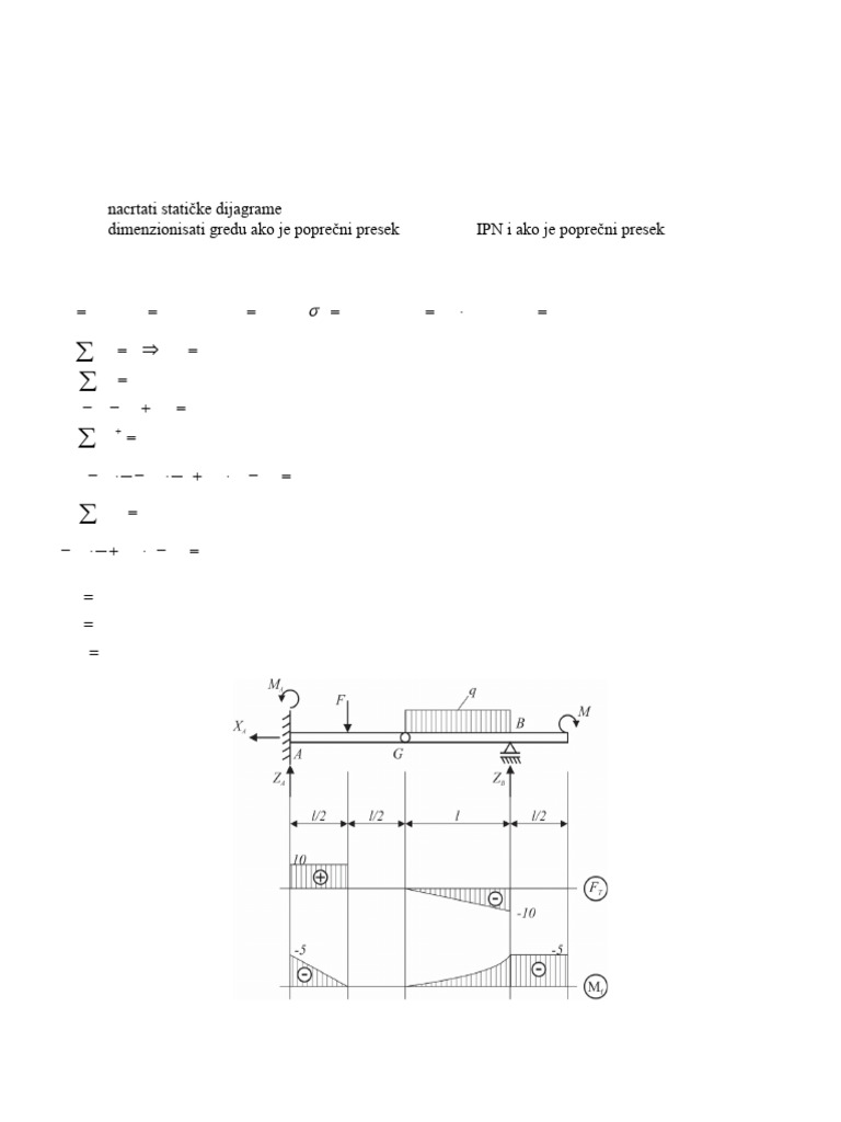 Nacrtati Statičke Dijagrame Dimenzionisati Gredu Ako Je Poprečni Presek ...