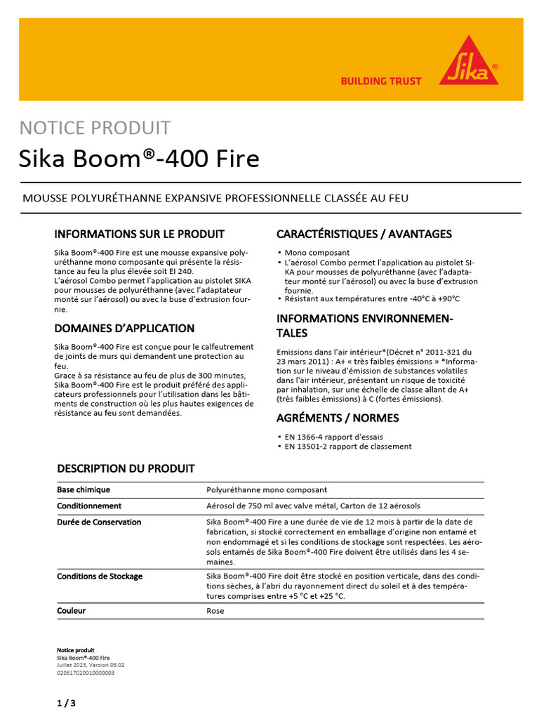 Sika Boom 400 Fire | PDF