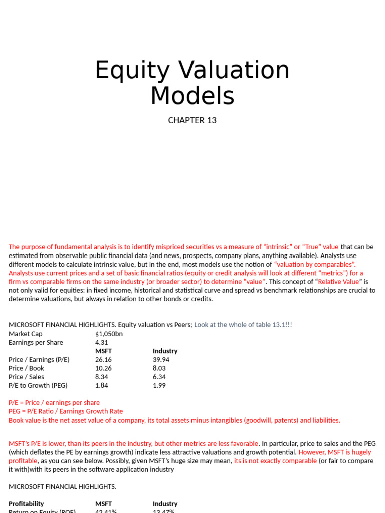Equity Valuation Models | PDF