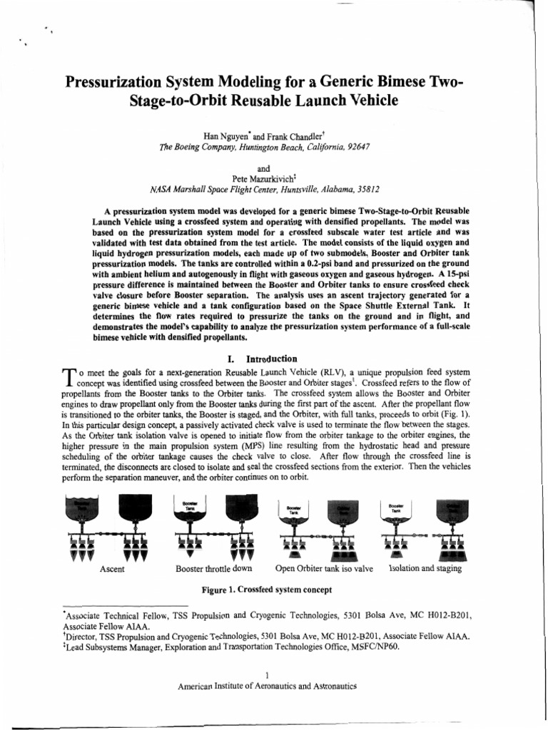 Pressurization System Modeling For A Generic Bimese TSTO Reusable ...