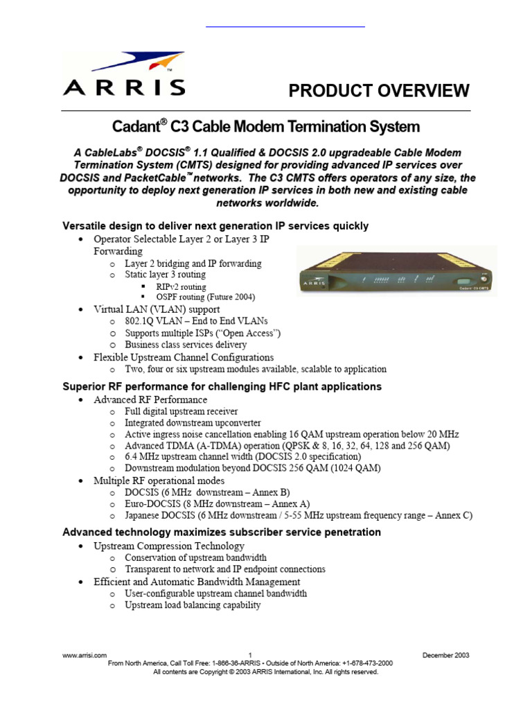 Cadant C3 Cable Modem Termination System | PDF | Computer Network ...