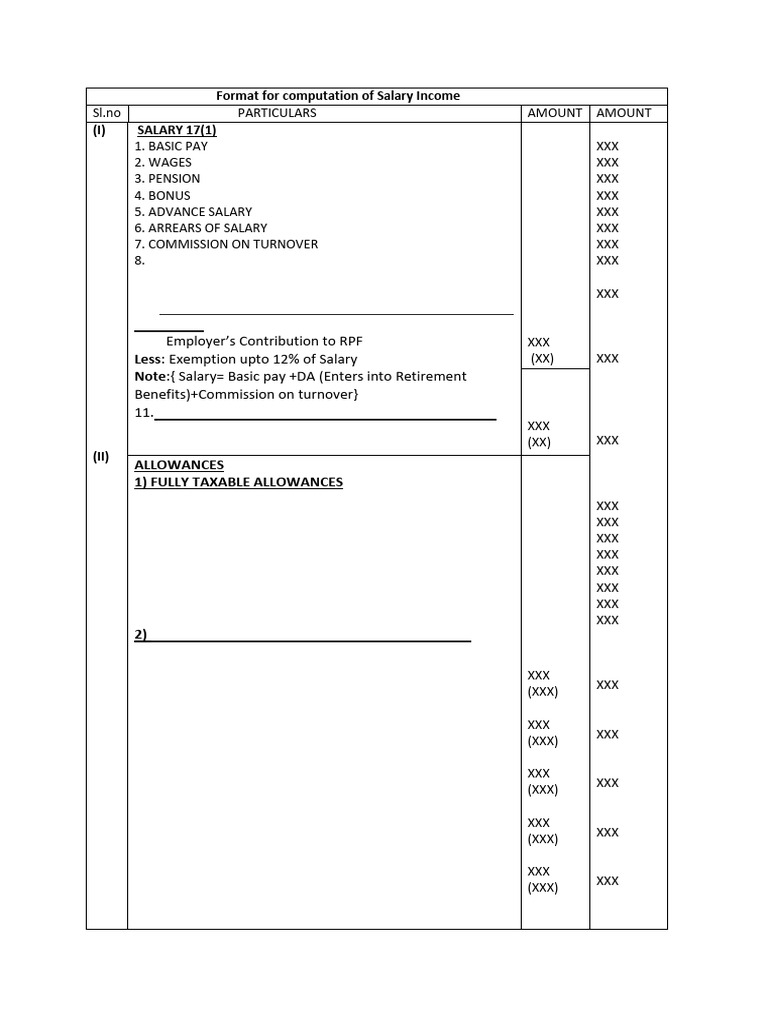 Salary Format | PDF | Employee Benefits | Salary
