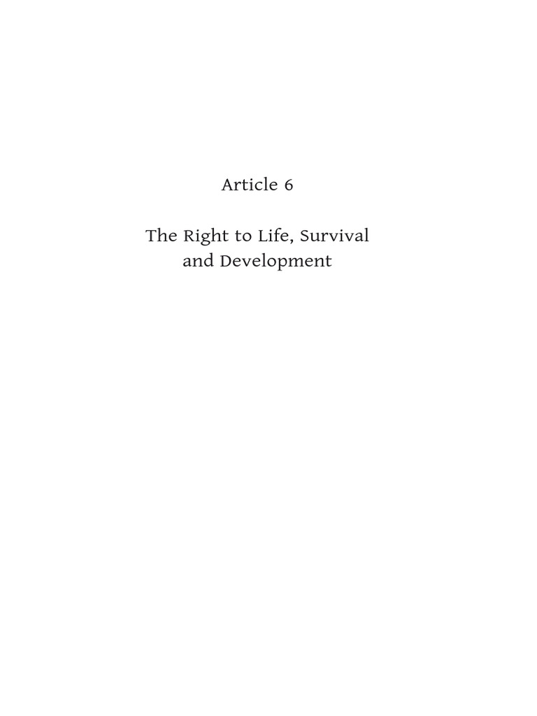 Article 6 The Right To Life, Survival and Development | PDF | Human ...