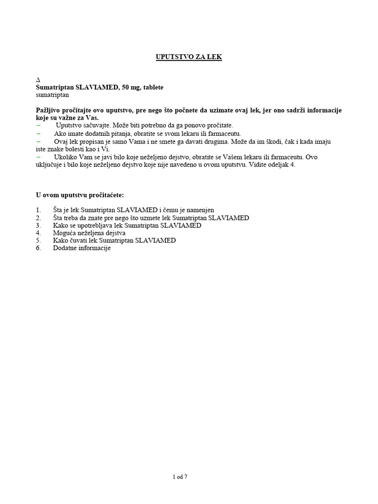 Uputstvo Za Lek | PDF