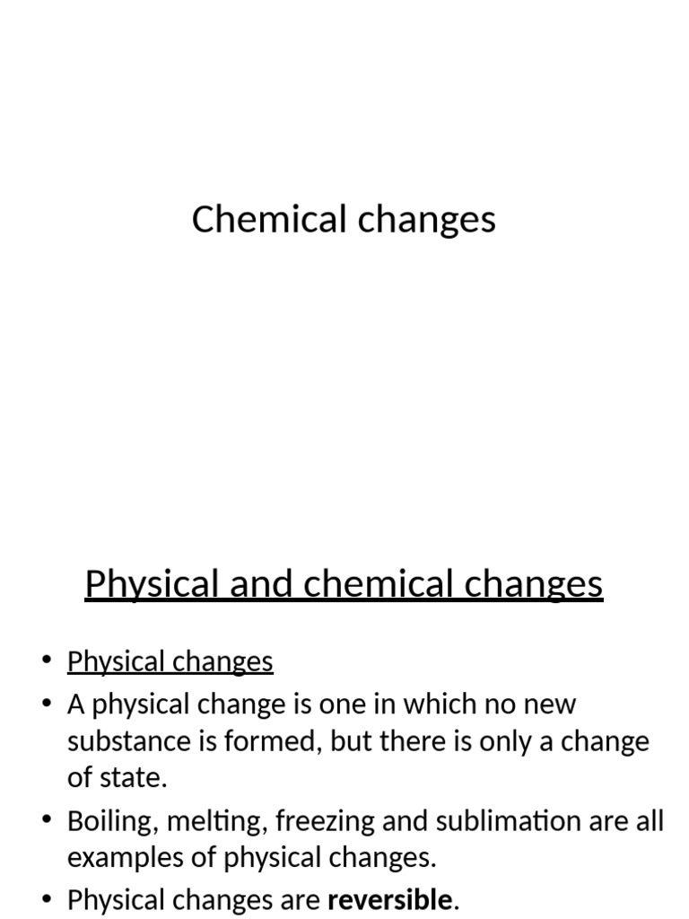 Chemical Changes 2023 | PDF