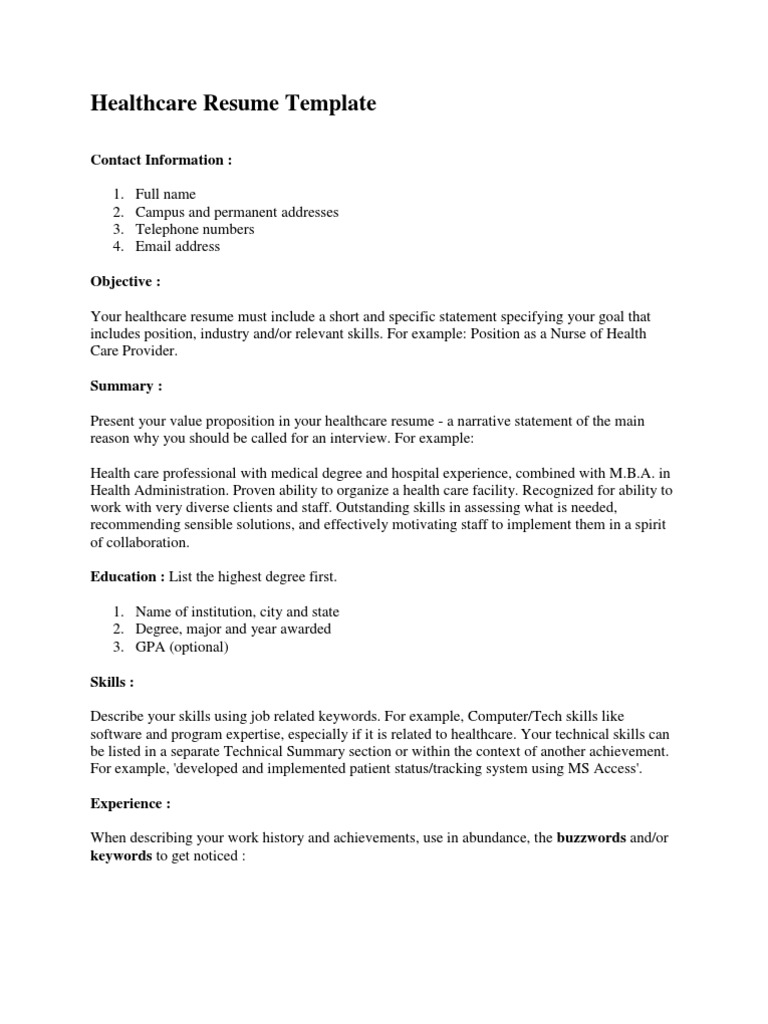 Healthcare Resume Template | PDF | Résumé | Health Professional