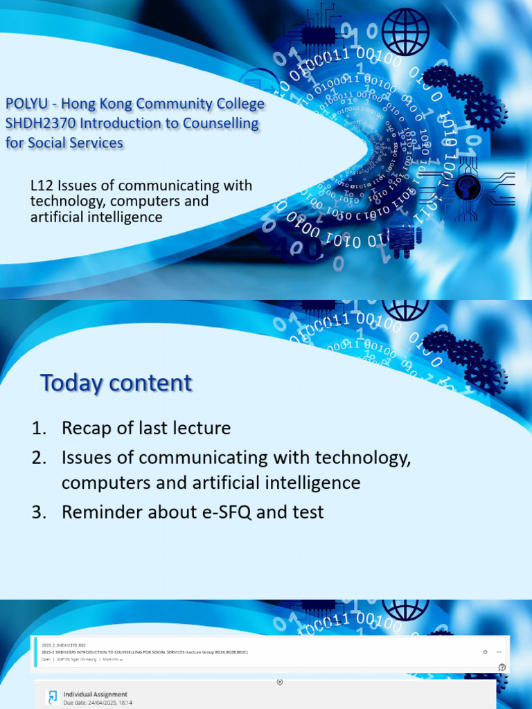 ICSS L12-Issues of Communicating With Technology, Computers and ...