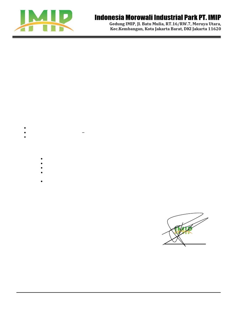 Surat Panggilan Interview PT IMIP | PDF