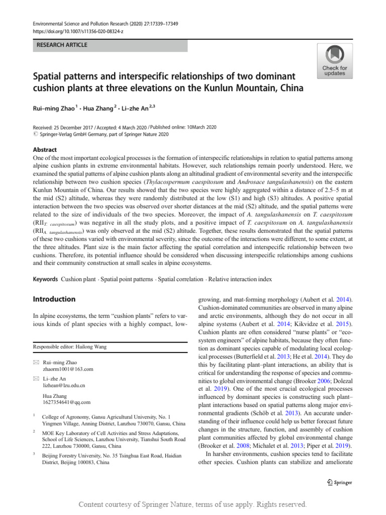 Spatial Patterns and Interspecific Relationships o | PDF | Ecology | Wound