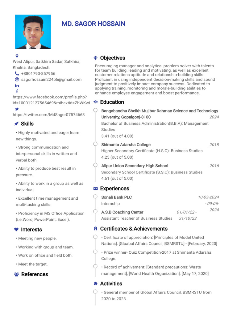 CV of Sagor Hossain | PDF