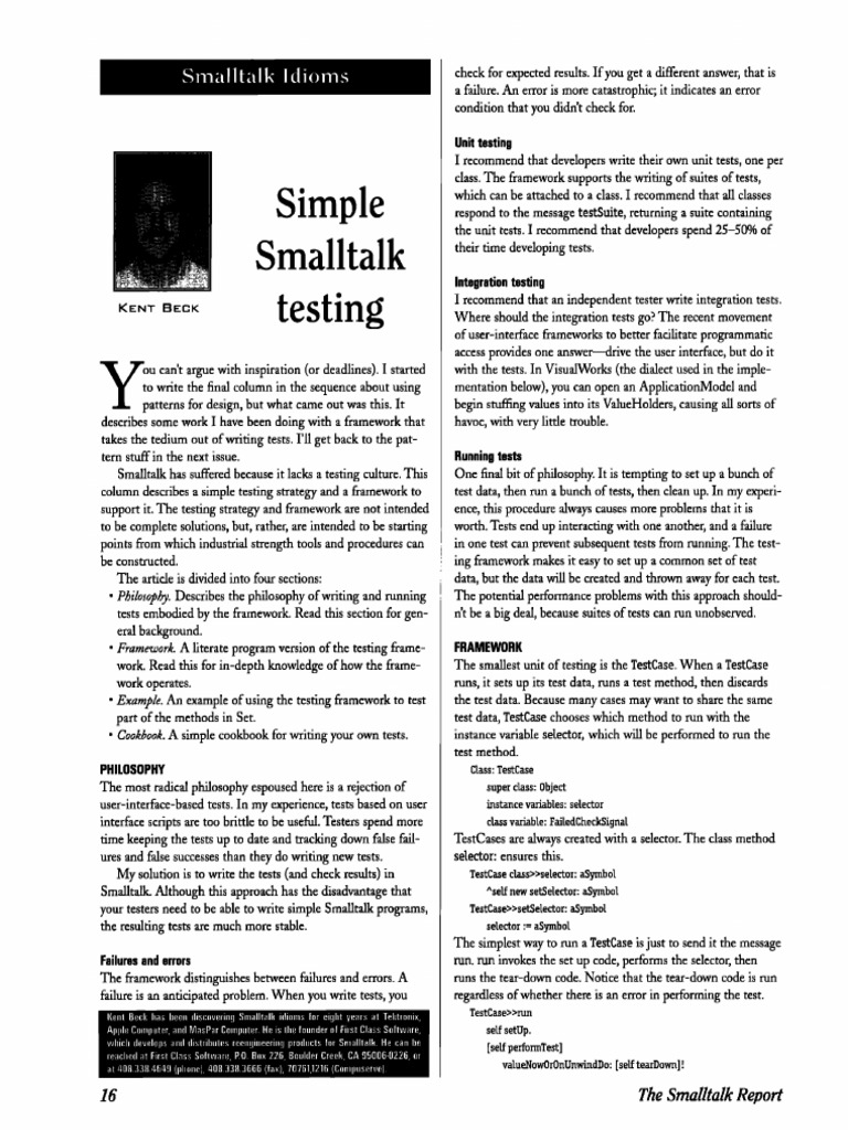 Simple Smalltalk Testing | PDF