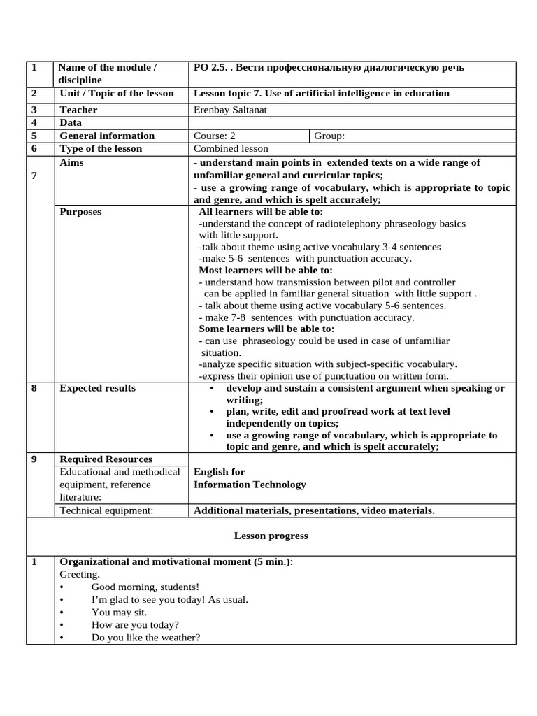 Lesson Plan 7 | PDF