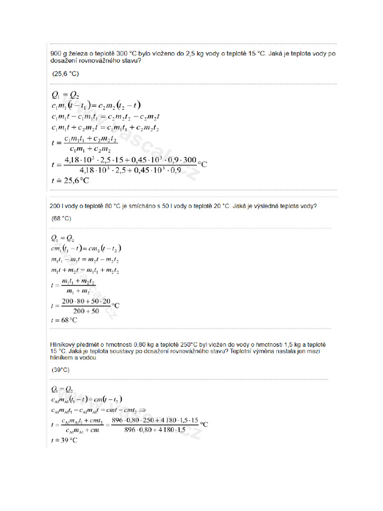 Kalorimetrie - Priklady S Vypocty | PDF