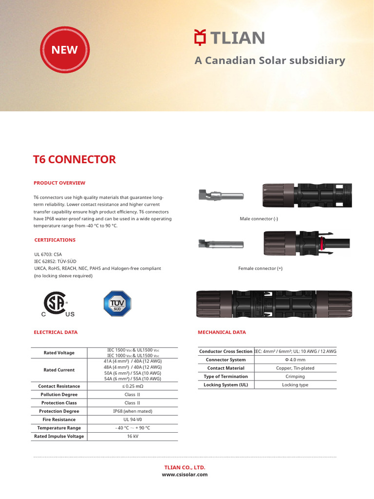 TLIAN-DT-Connector T6 V1.0-Apr EN | PDF
