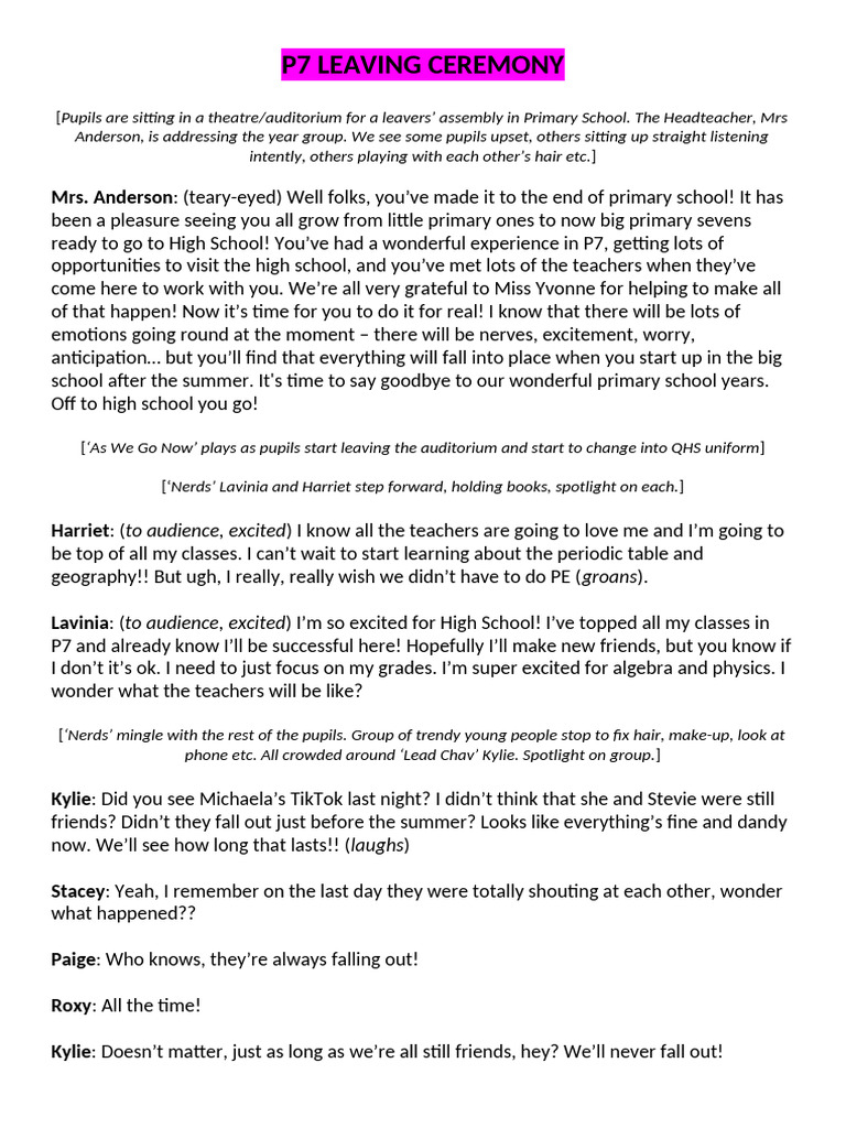 Legally Blond Run Through Sheet | PDF