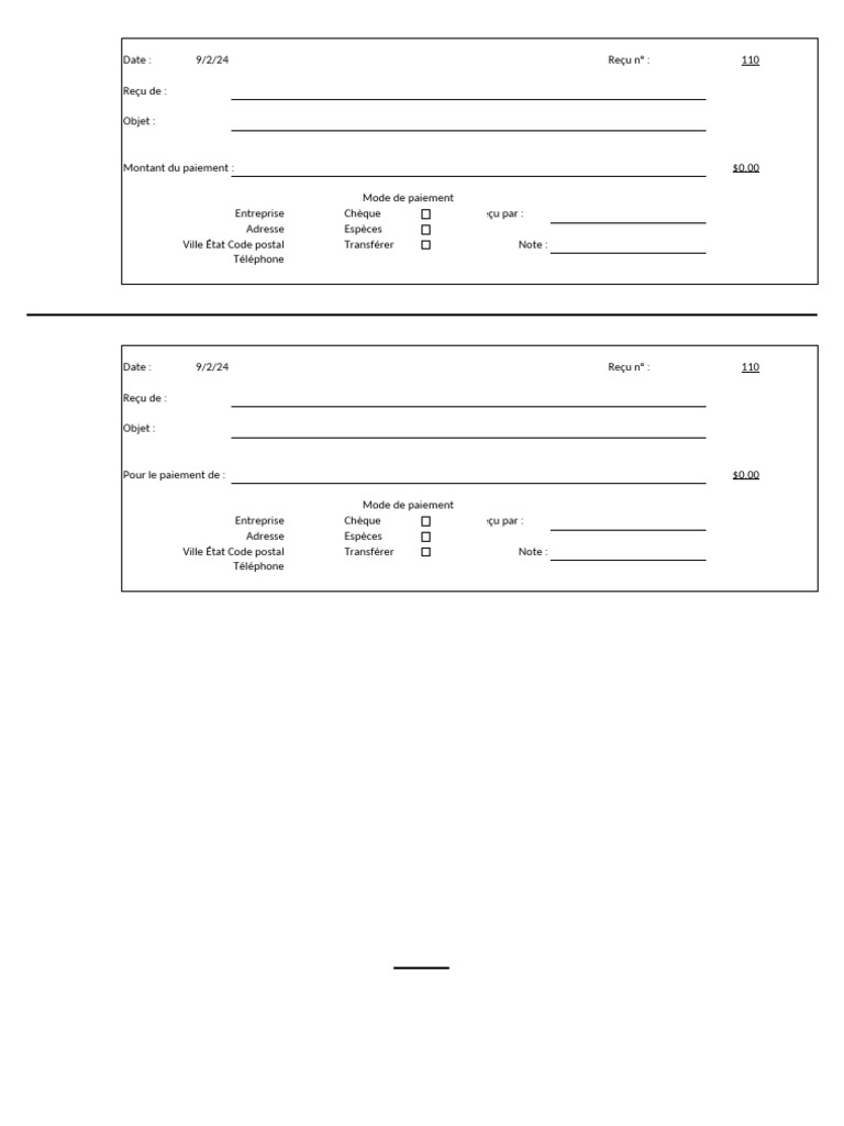 Modele Recu de Paiement Excel Gratuit 3 | PDF