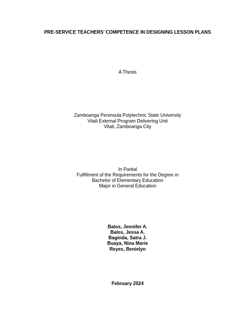 Pre-Service Teacher Competence in Designing Lesson Plan | PDF