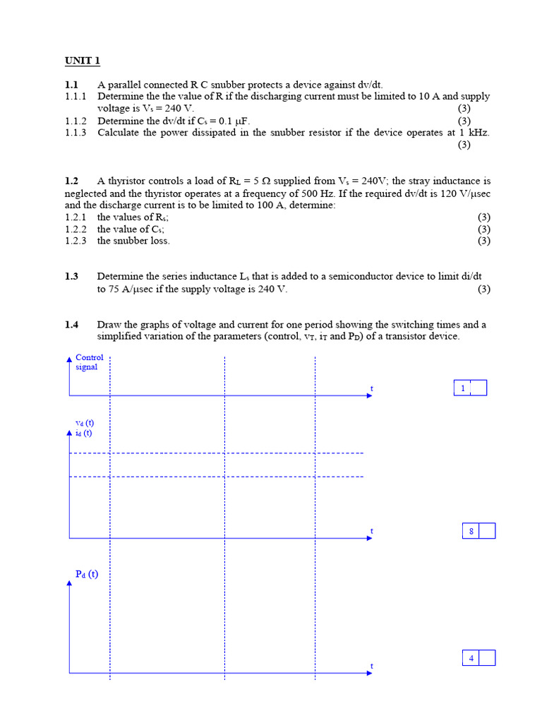 Tutorial Problems Unit1 | PDF | Electrical Resistance And Conductance | Mosfet