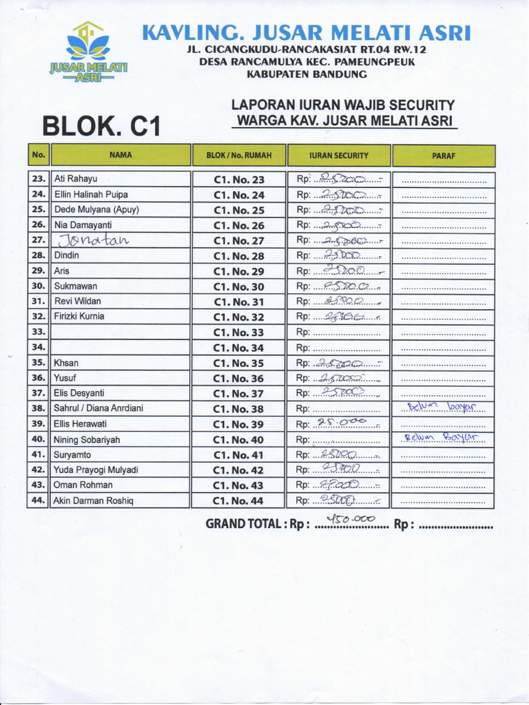 Laporan Iuran Security BLN Oktober 2023011 | PDF