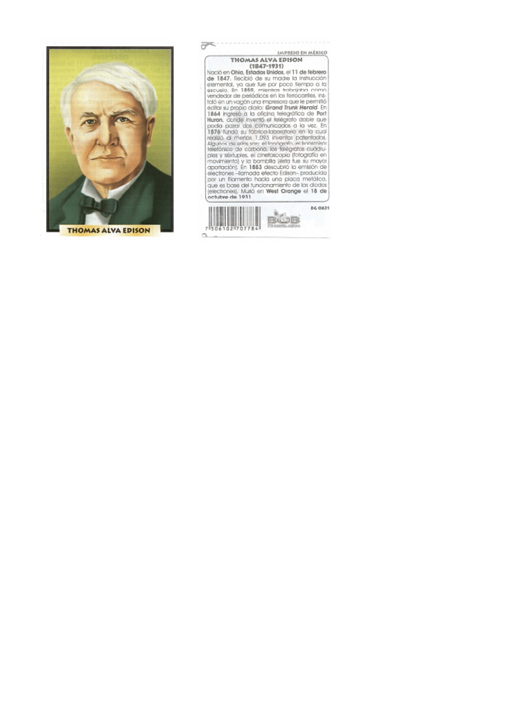 Thomas Alva Edison Biografia | PDF