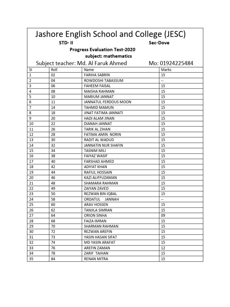 Dove Student List-3 | PDF