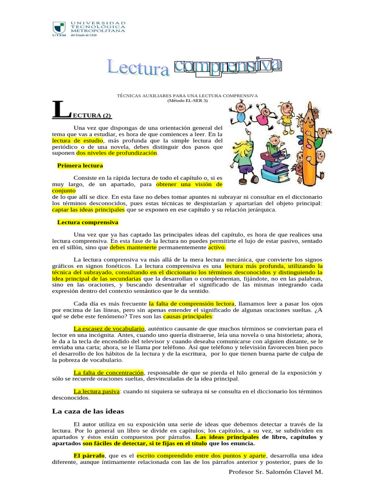 Lectura Idea Principal y Secundarias | PDF | Comprensión lectora ...