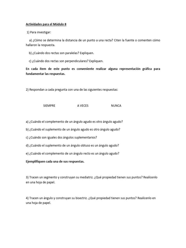 Actividades para El Modulo 8 | PDF