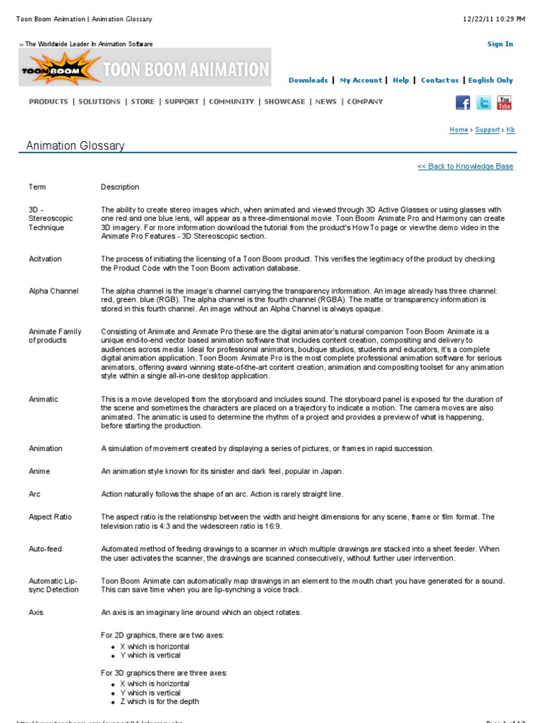 Toon Boom Animation - Animation Glossary | PDF | Animation | Computer Animation