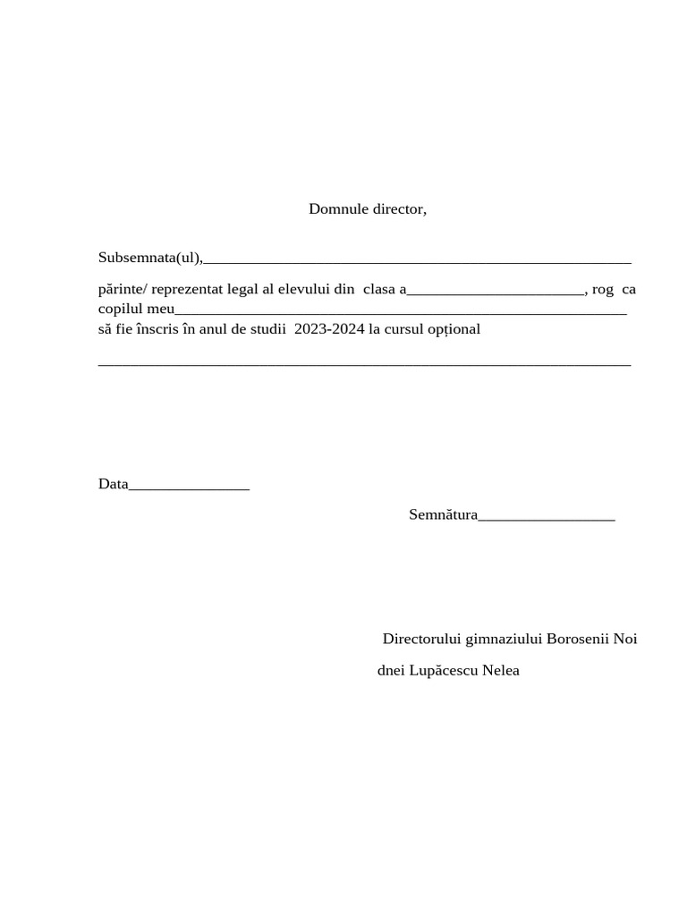 Cerere Ore Optionale Primare | PDF