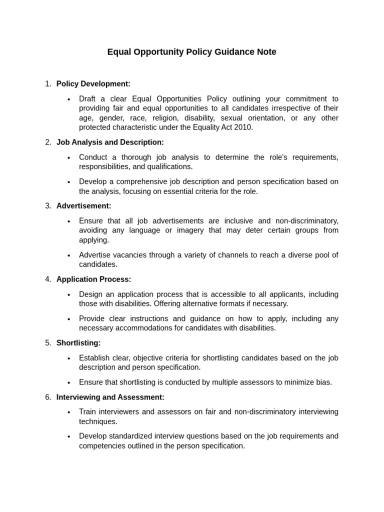 Equal Opportunity Policy Guidance Note | PDF
